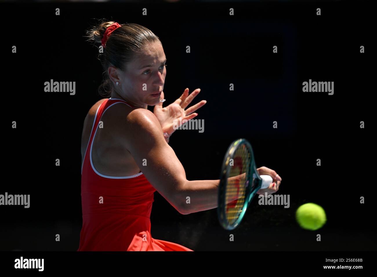 Melbourne, Australia. 17th Jan, 2025. Marta Kostyuk of Ukraine returns ...