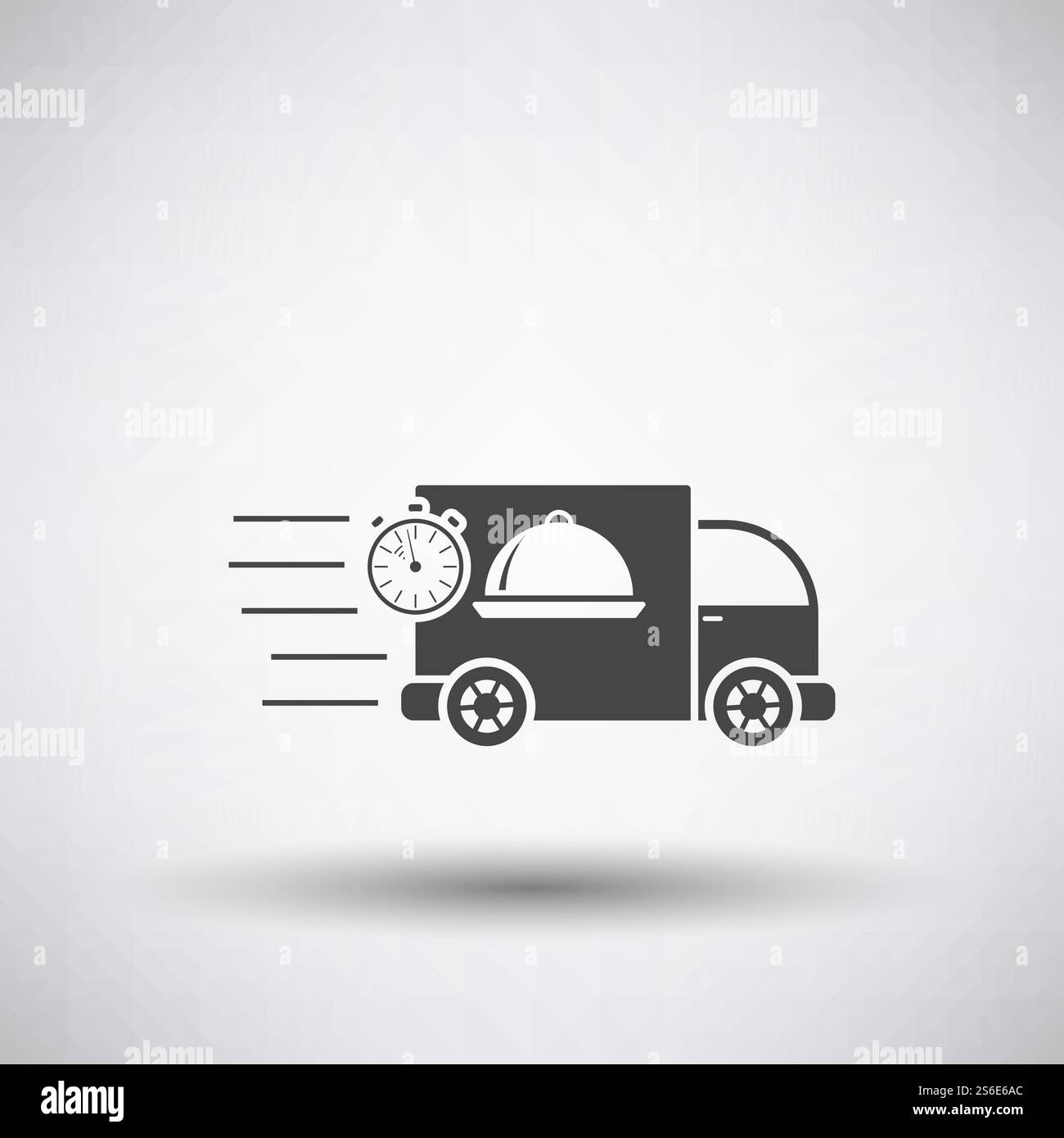 Fast Food Delivery Car Icon. Dark Gray on Gray Background With Round ...