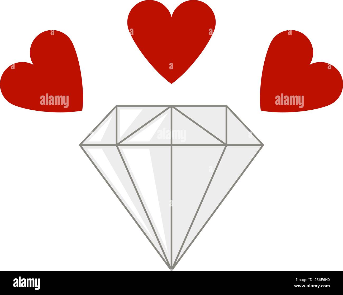 Diamond With Hearts Icon. Flat Color Design. Vector Illustration Stock ...