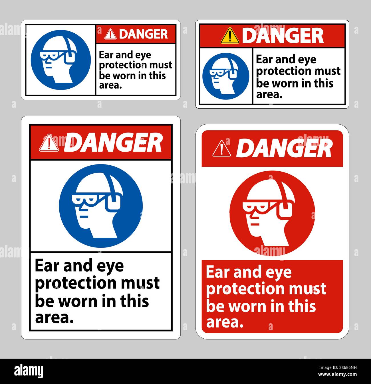 Danger sign Ear And Eye Protection Must Be Worn In This Area Stock ...