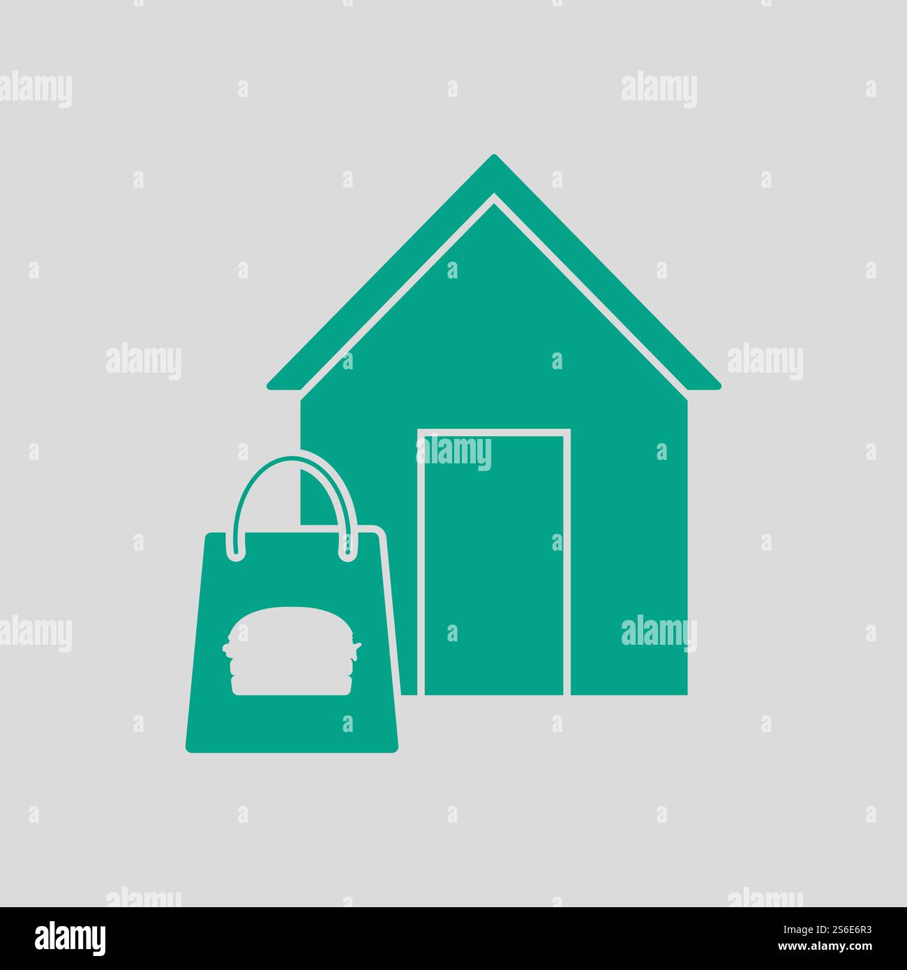 Food Delivery Icon. Green on Gray Background. Vector Illustration Stock ...