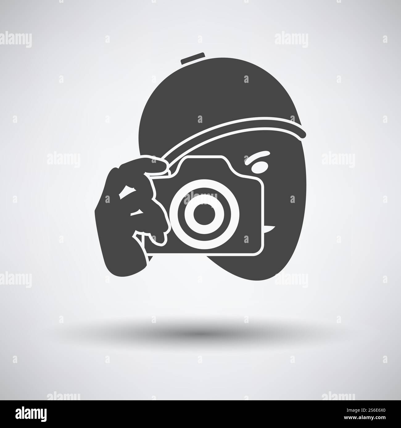 Detective With Camera Icon. Dark Gray on Gray Background With Round ...