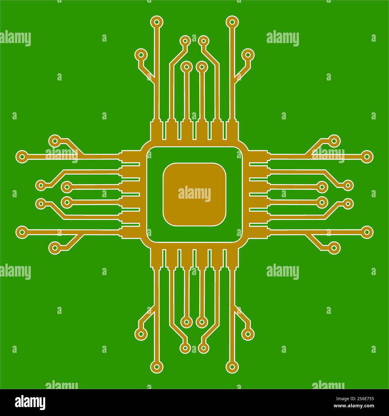Flat Microelectronics Circuits. Circuit board vector, green background Stock Vector Image & Art ...