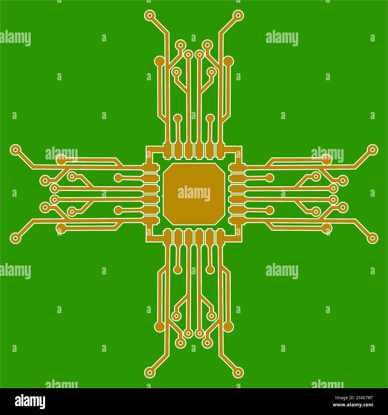 Flat Microelectronics Circuits Circuit Board Vector Green Background Stock Vector Image And Art