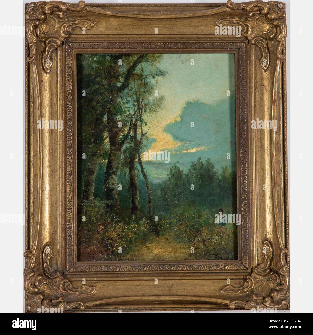 George A. Boyle - Figure in a Landscape, Oil on board, Signed lower ...
