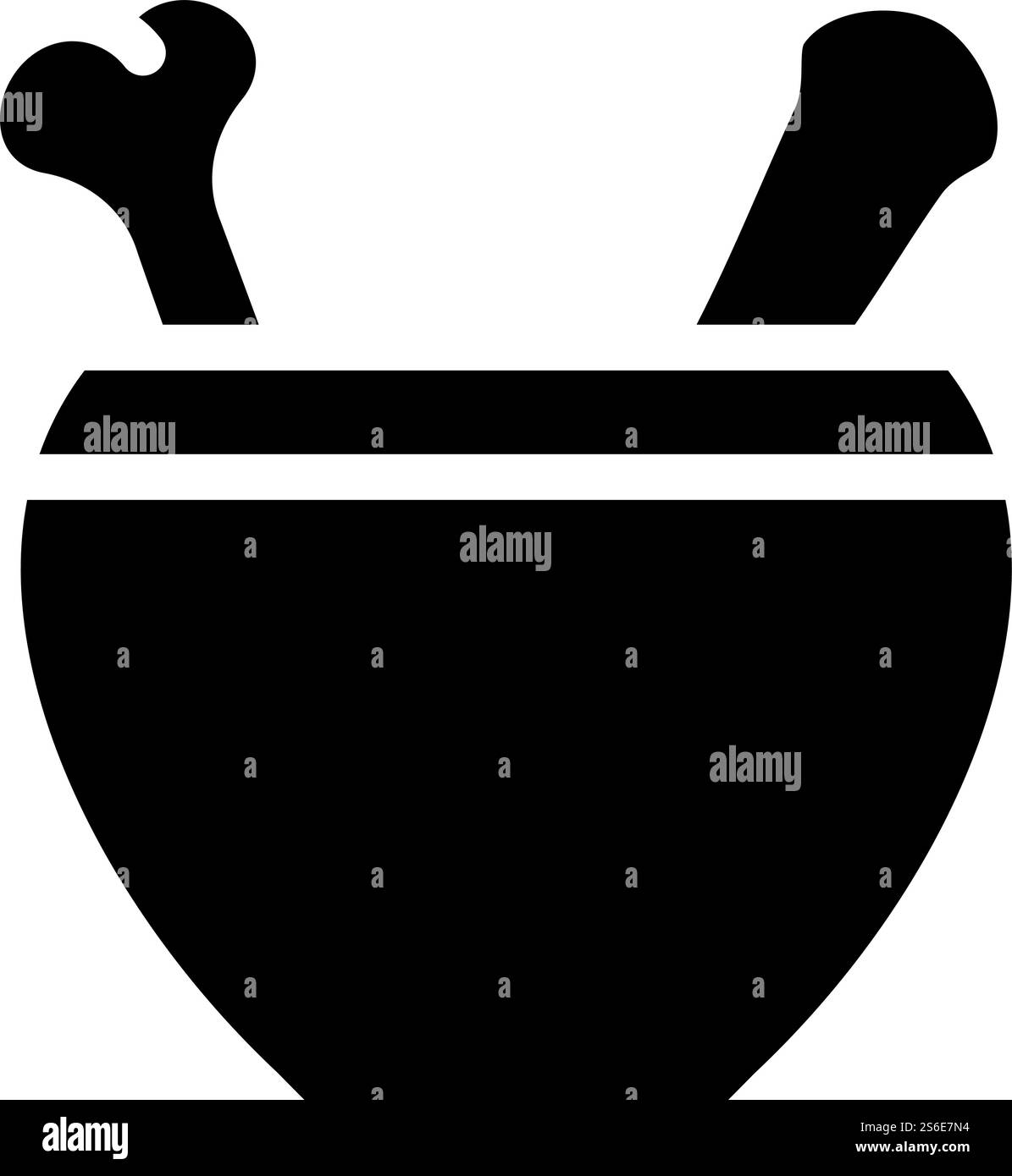 mortar with bone glyph icon vector. mortar with bone sign. isolated ...