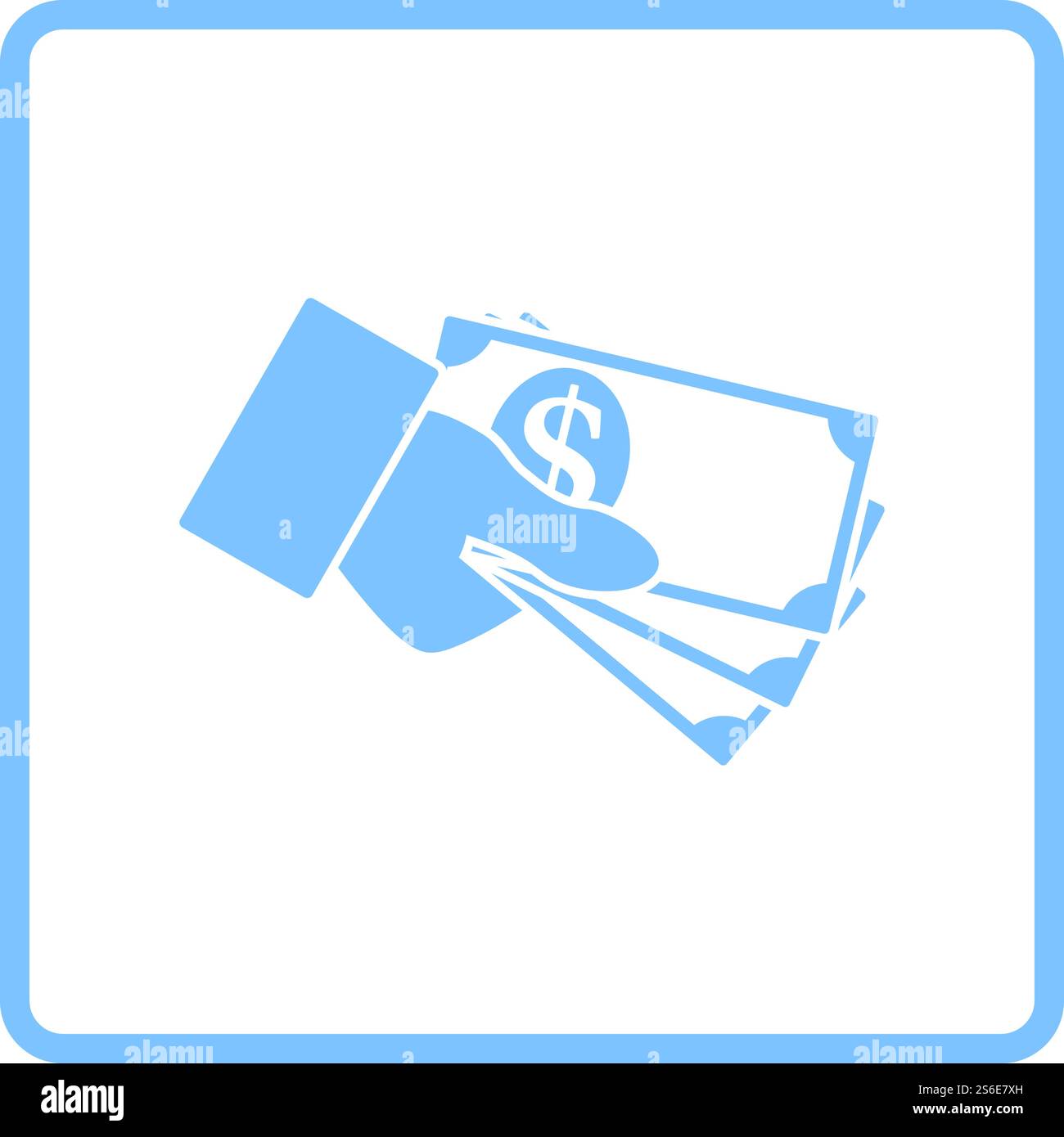 Hand Holding Money Icon. Blue Frame Design. Vector Illustration Stock ...