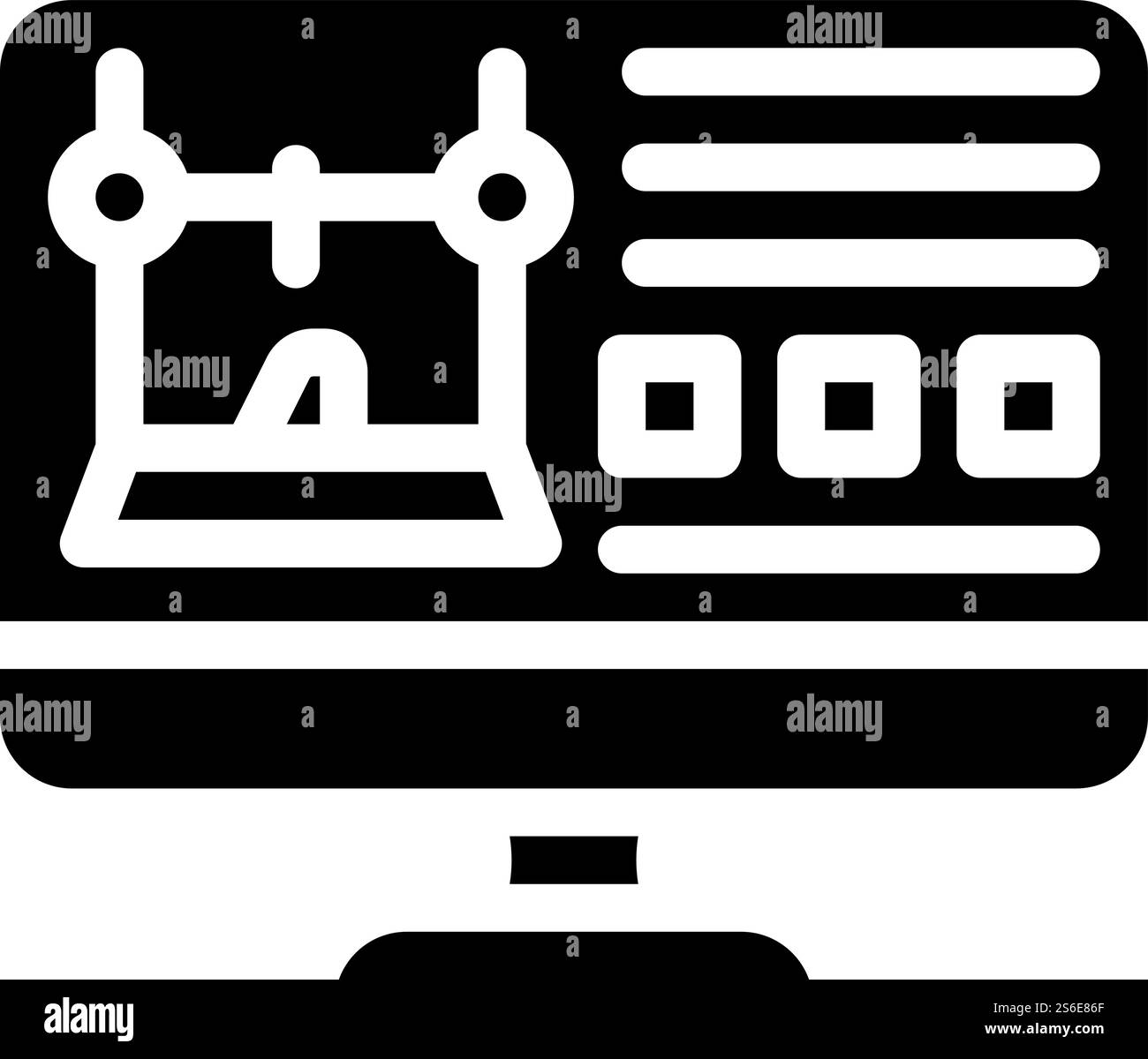 monitor with printer settings glyph icon vector. monitor with printer ...