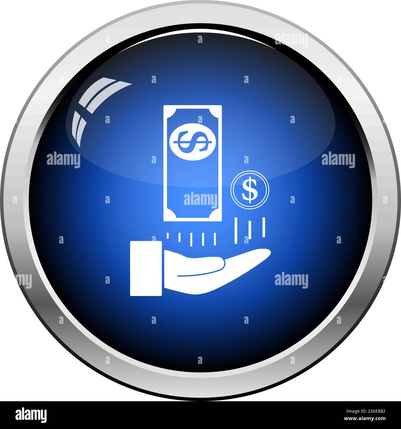 Cash Back To Hand Icon. Glossy Button Design. Vector Illustration Stock ...