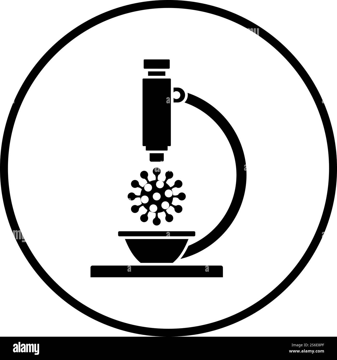 Research Coronavirus By Microscope Icon. Thin Circle Stencil Design. Vector Illustration Stock ...