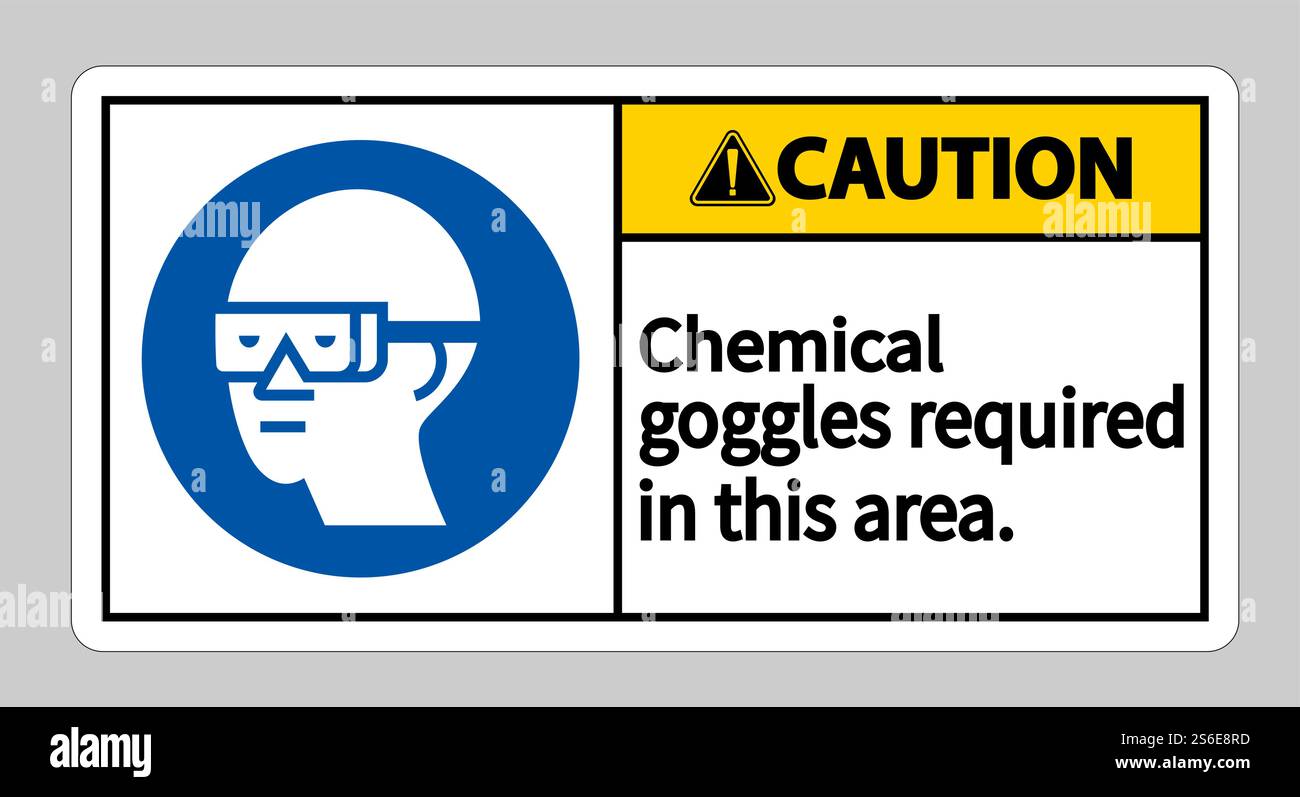 Caution Sign Chemical Goggles Required In This Area Stock Vector Image ...