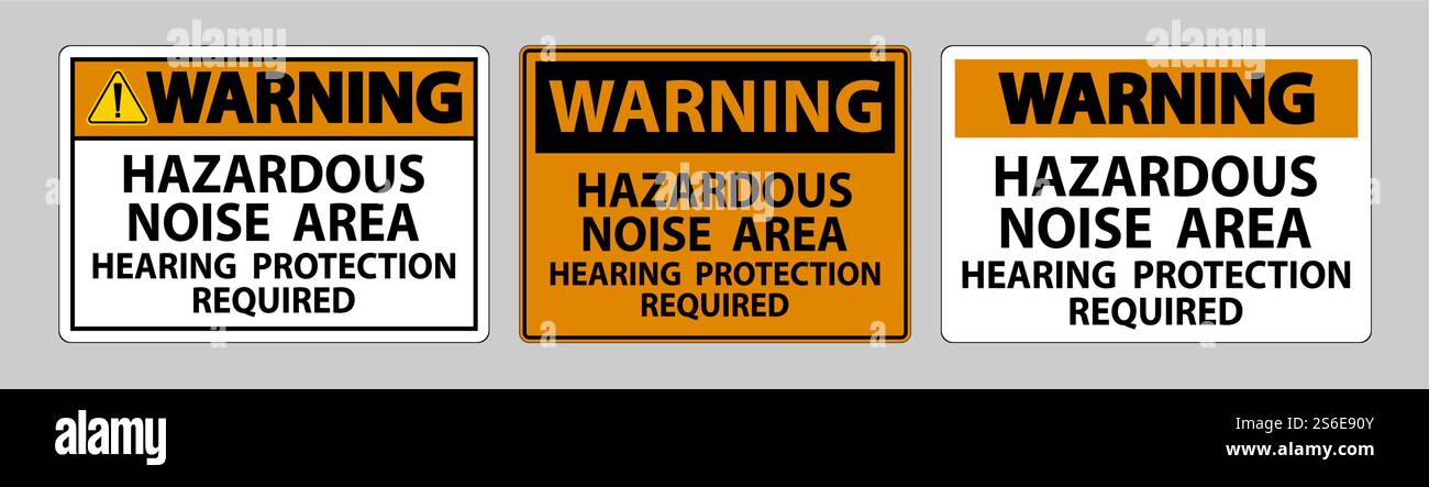 Warning Sign Hazardous Noise Area Hearing Protection Required Stock ...