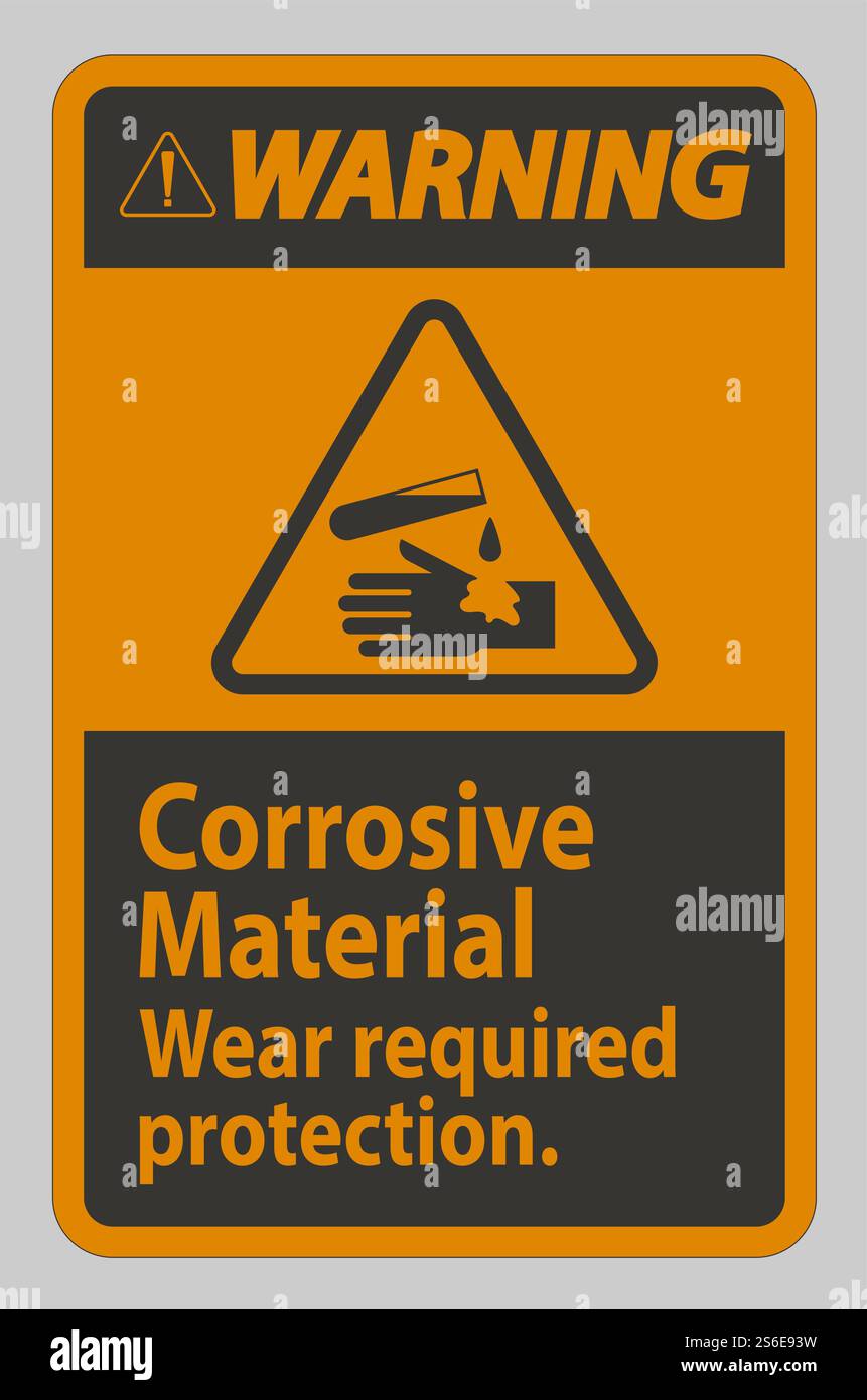Warning Sign Corrosive Materials,Wear Required Protection Stock Vector ...
