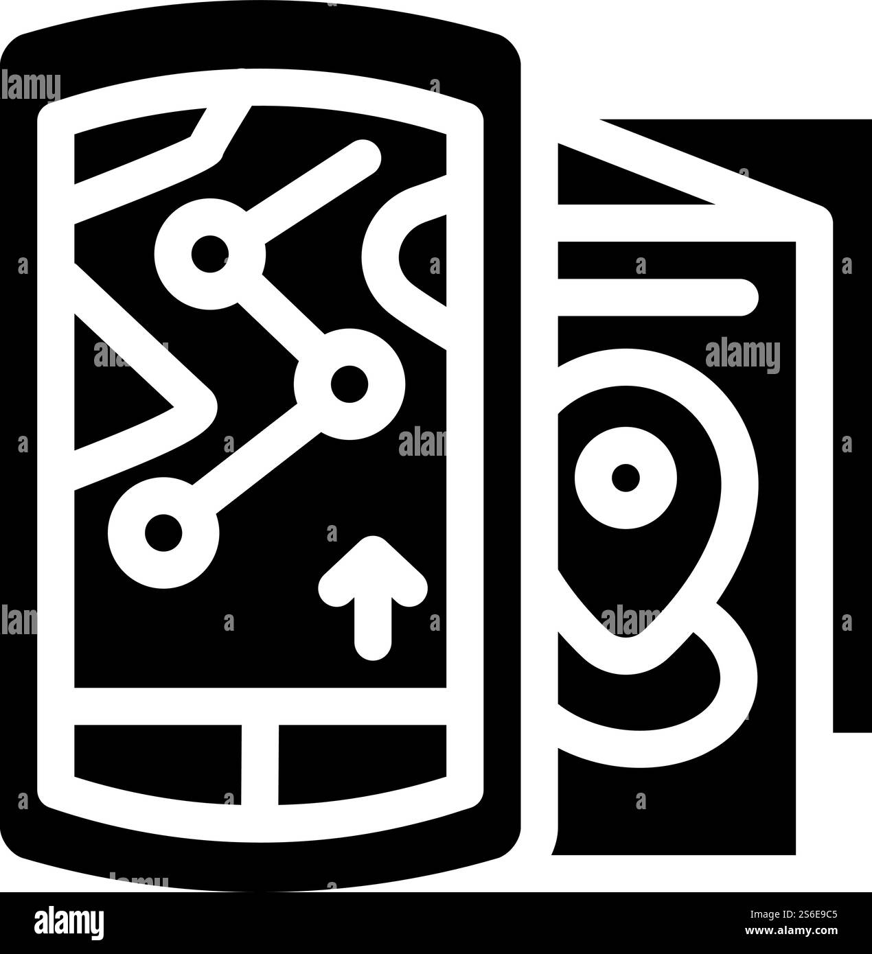 electronic and paper maps glyph icon vector. electronic and paper maps ...