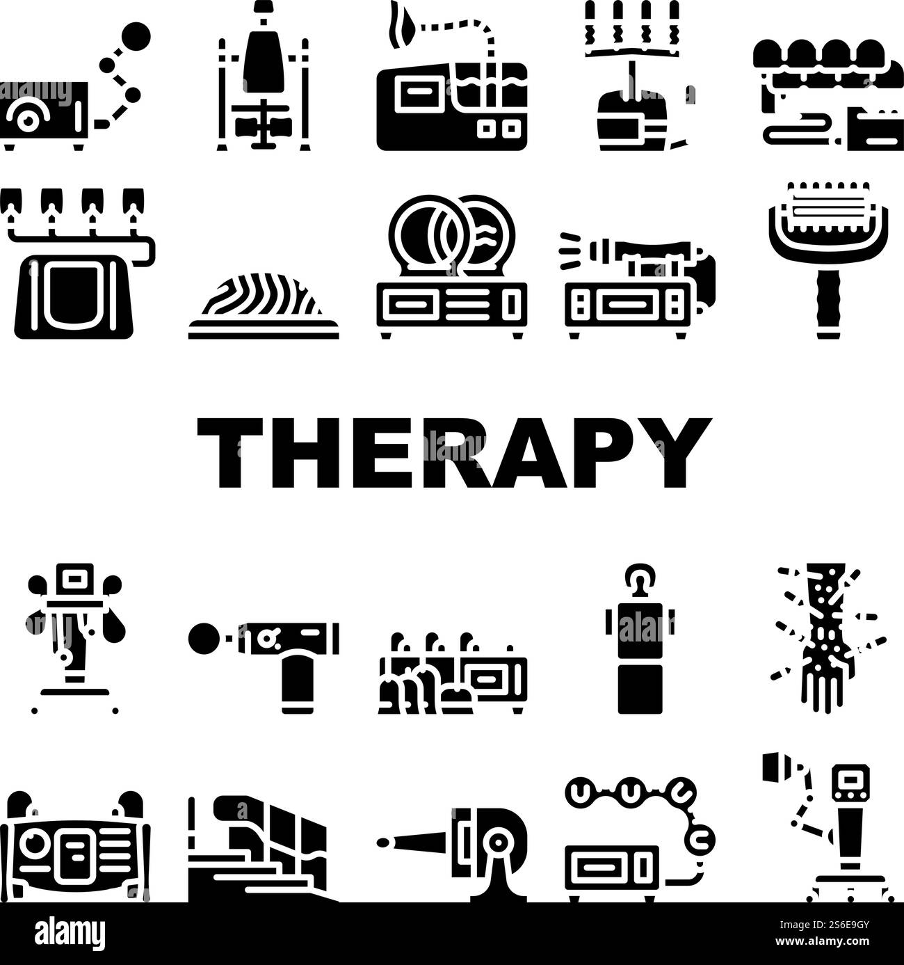 Physical Therapy Aid Collection Icons Set Vector. Magnetic Therapy ...
