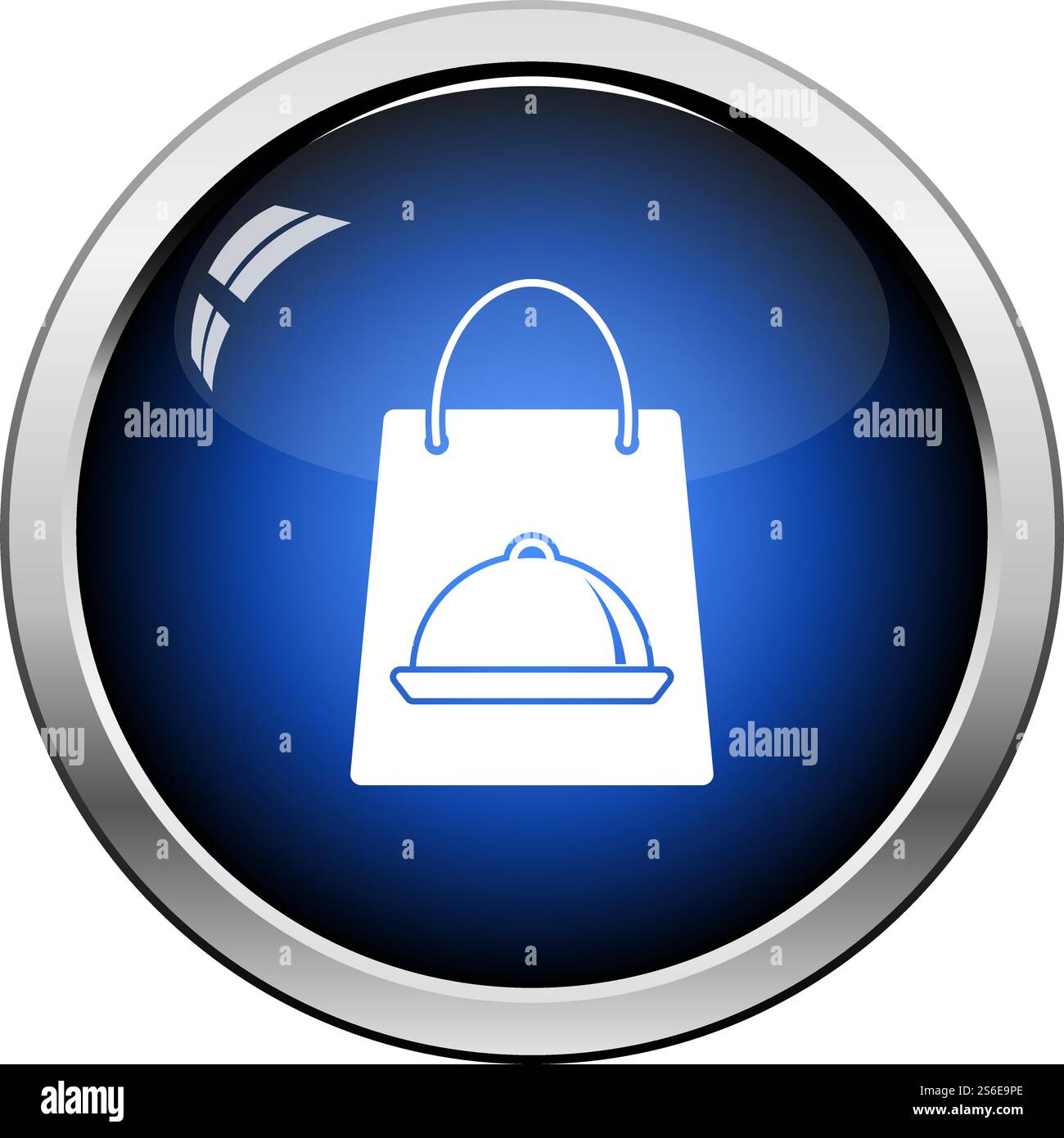 Paper Bag With Cloche Icon. Glossy Button Design. Vector Illustration ...
