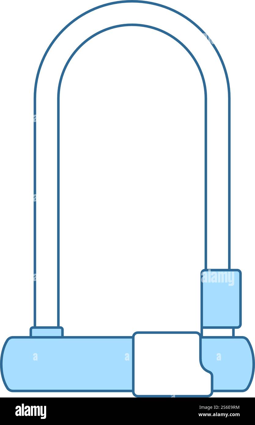 Bike Lock Icon. Thin Line With Blue Fill Design. Vector Illustration ...