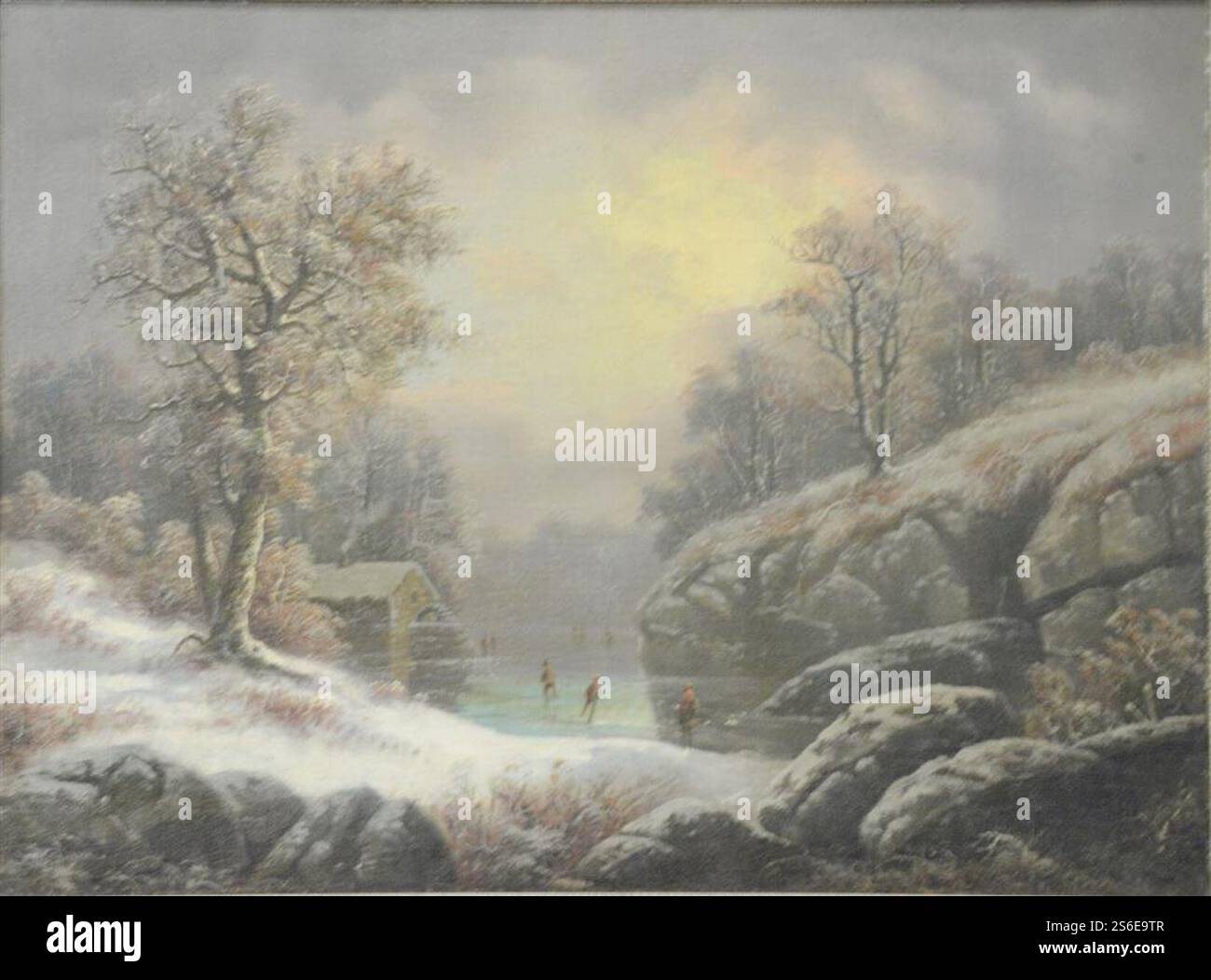 George Gunther Hartwick - , oil on canvas mounted on board, skating ...