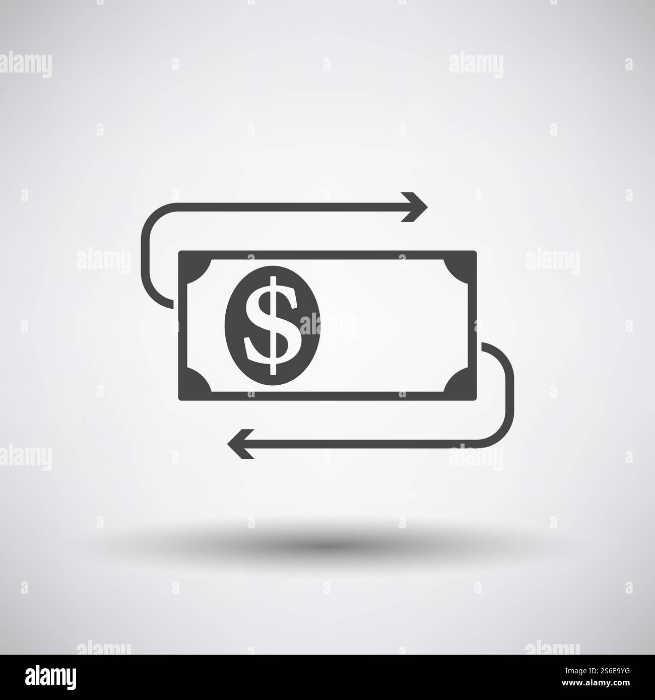 Cash Back Dollar Banknote Icon. Dark Gray on Gray Background With Round ...