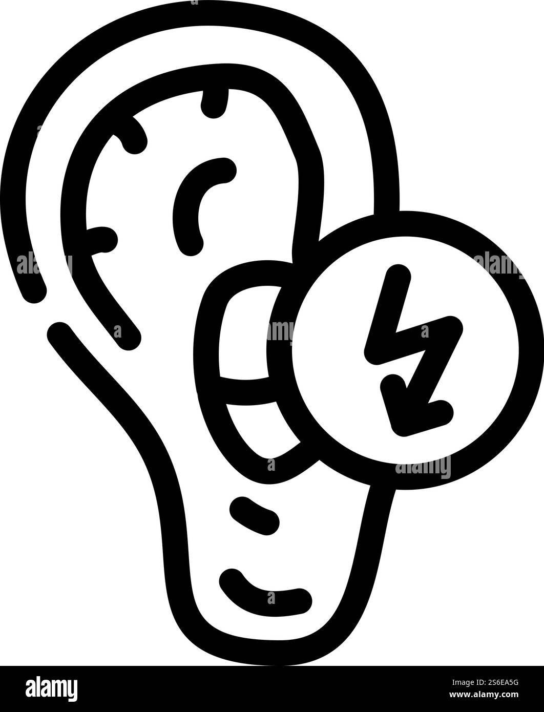 ear cutting ache line icon vector. ear cutting ache sign. isolated contour symbol black ...