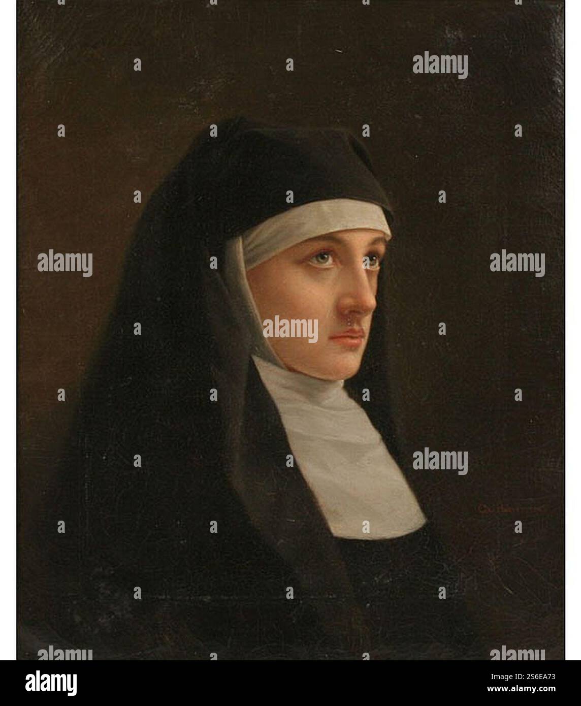 George Harvey - pious portrait of a nun oil on canvas signed Geo Stock ...