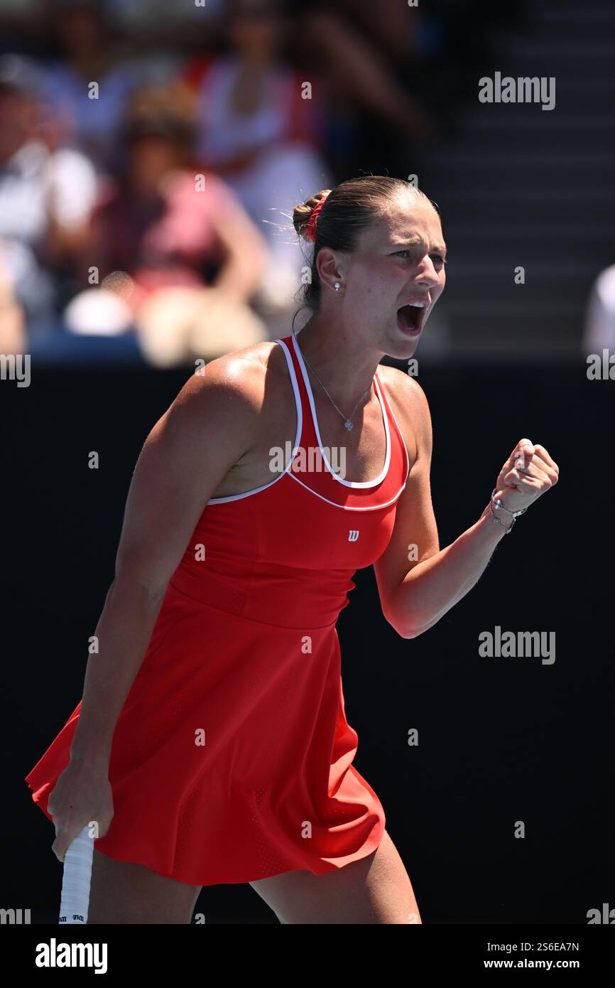Melbourne, Australia. 17th Jan, 2025. Marta Kostyuk of Ukraine reacts ...