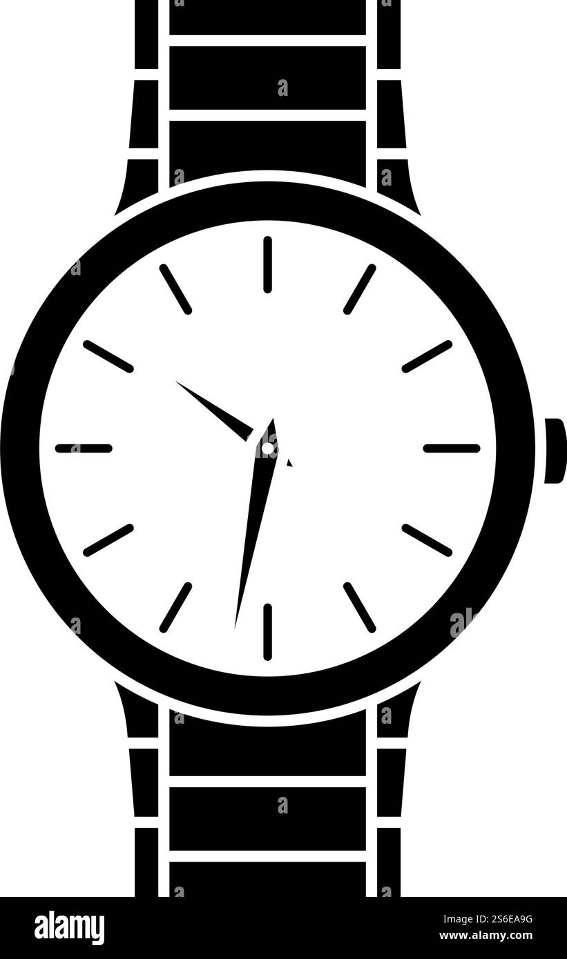 Business Woman Watch Icon. Black Stencil Design. Vector Illustration ...