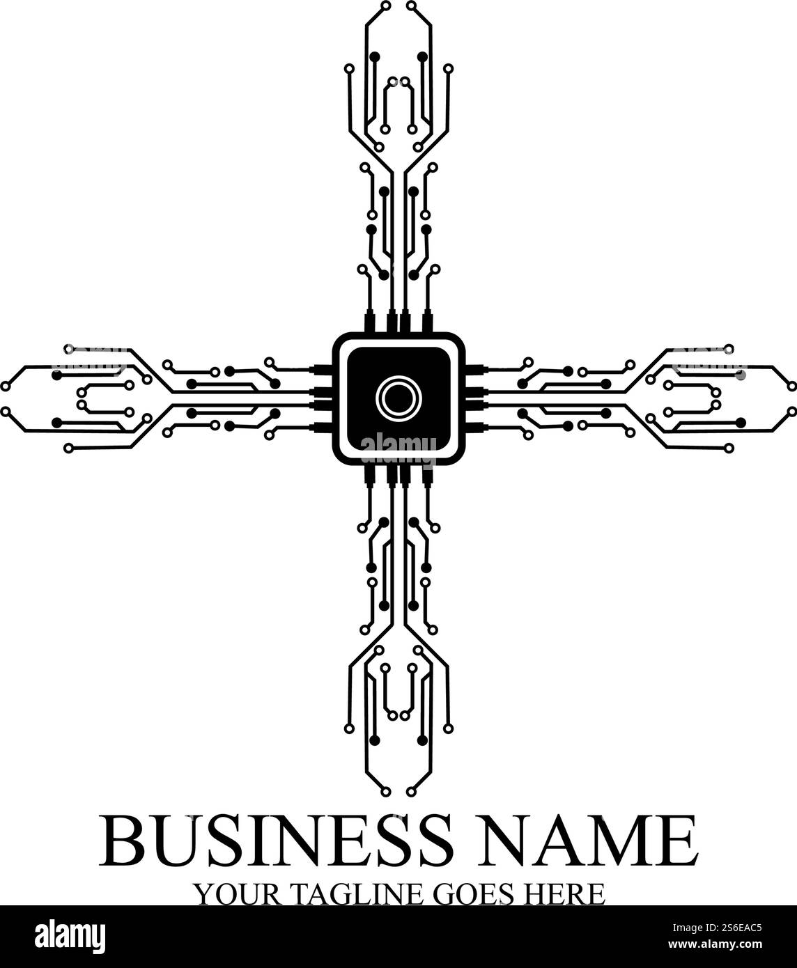 CPU processor line vector icon for websites and mobile flat design ...