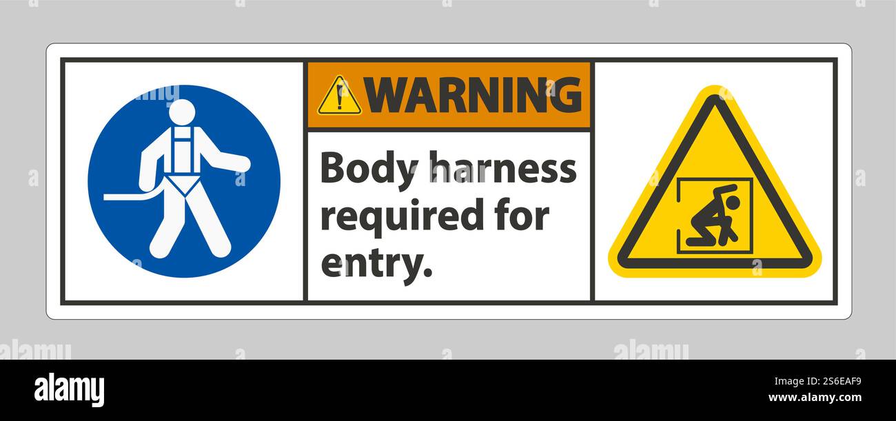 Warning Sign Body Harness Required For Entry Stock Vector Image & Art ...