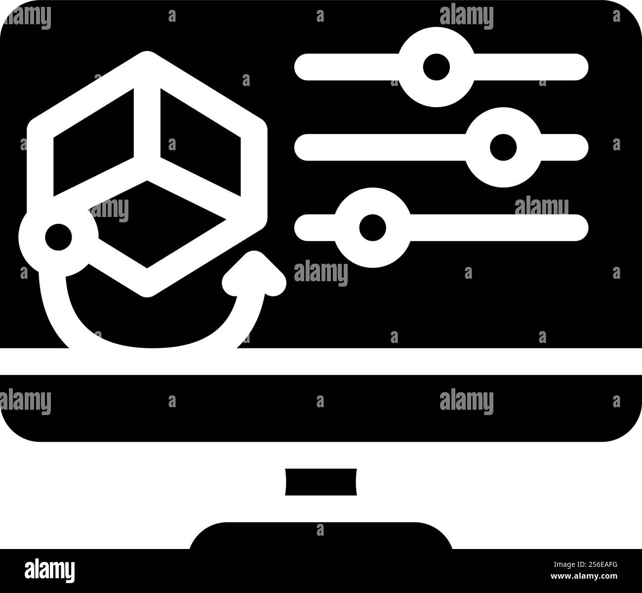 3d object library glyph icon vector. 3d object library sign. isolated ...