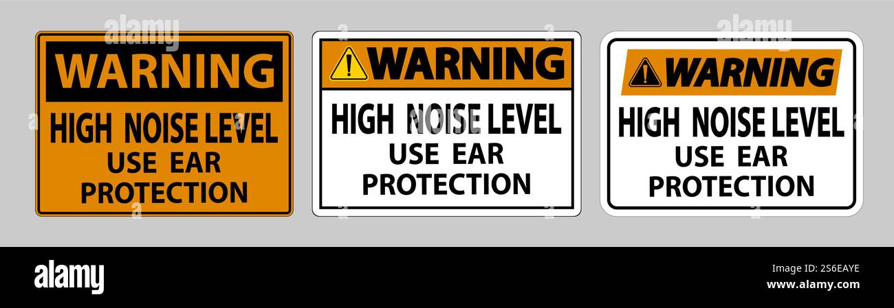 Warning Sign High Noise Level Use Ear Protection on White Background ...