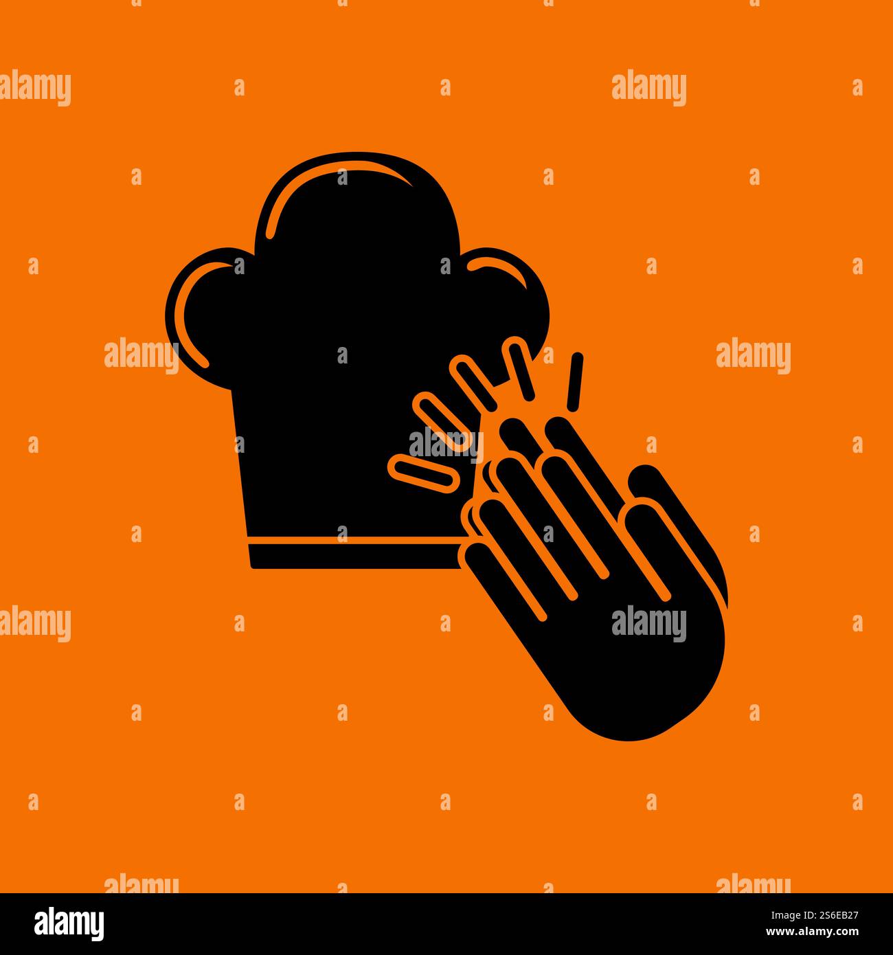 Clapping Palms To Toque Icon. Black on Orange Background. Vector ...