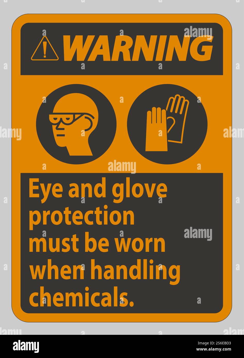 Warning Sign Eye And Glove Protection Must Be Worn When Handling Chemicals Stock Vector Image ...