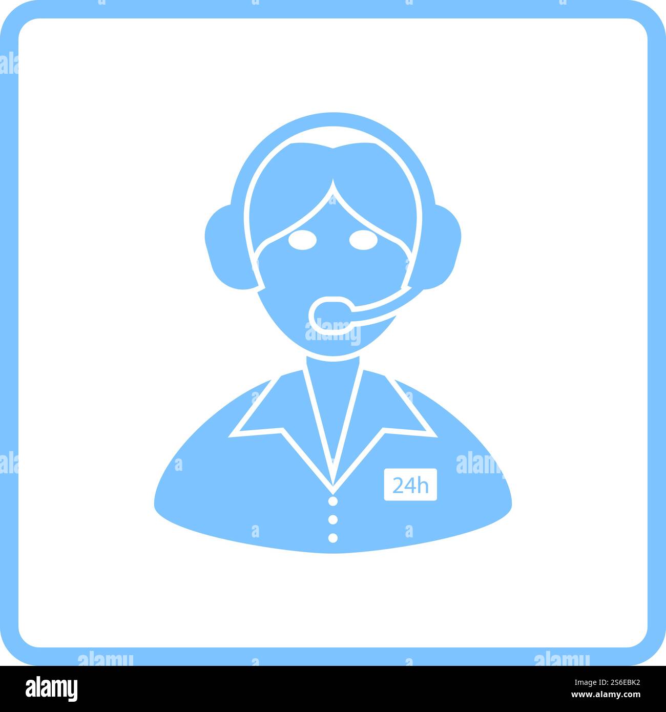 24 Hour Operator Icon. Blue Frame Design. Vector Illustration Stock ...
