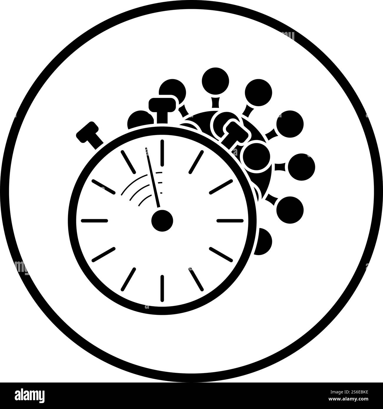 Coronavirus Molecule Under Stopwatch Icon. Thin Circle Stencil Design. Vector Illustration Stock ...