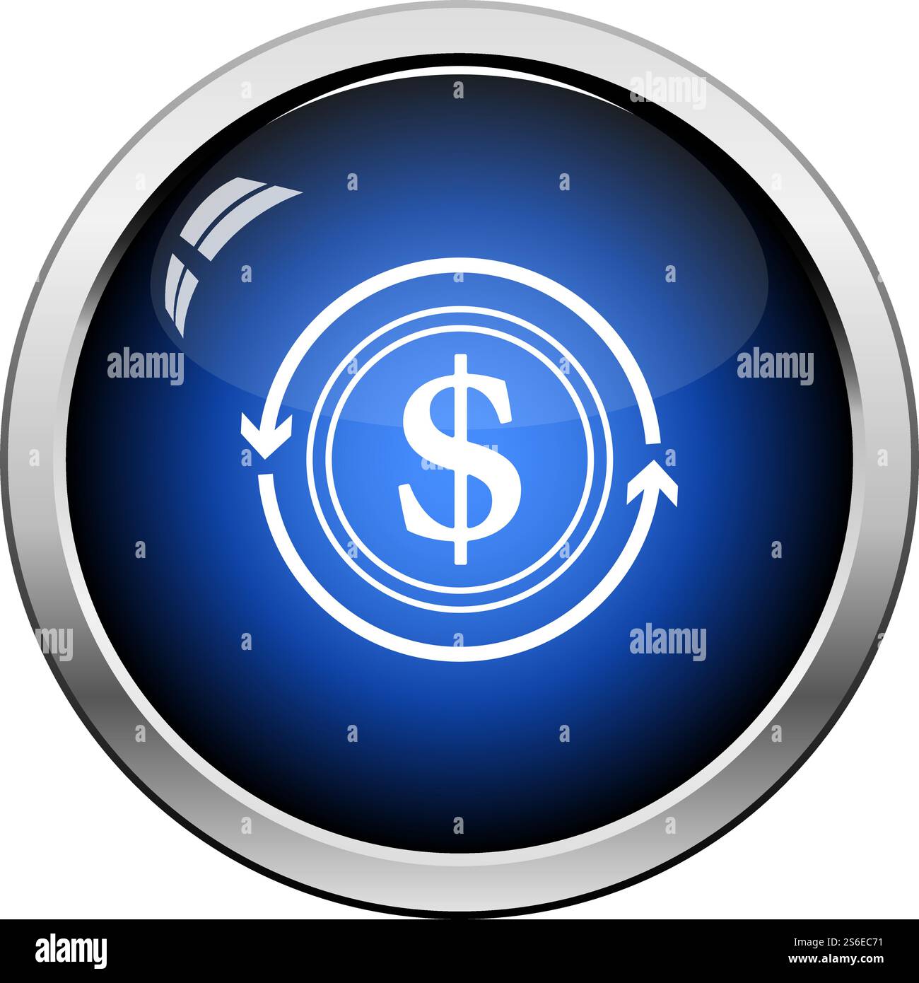 Cash Back Coin Icon. Glossy Button Design. Vector Illustration Stock ...