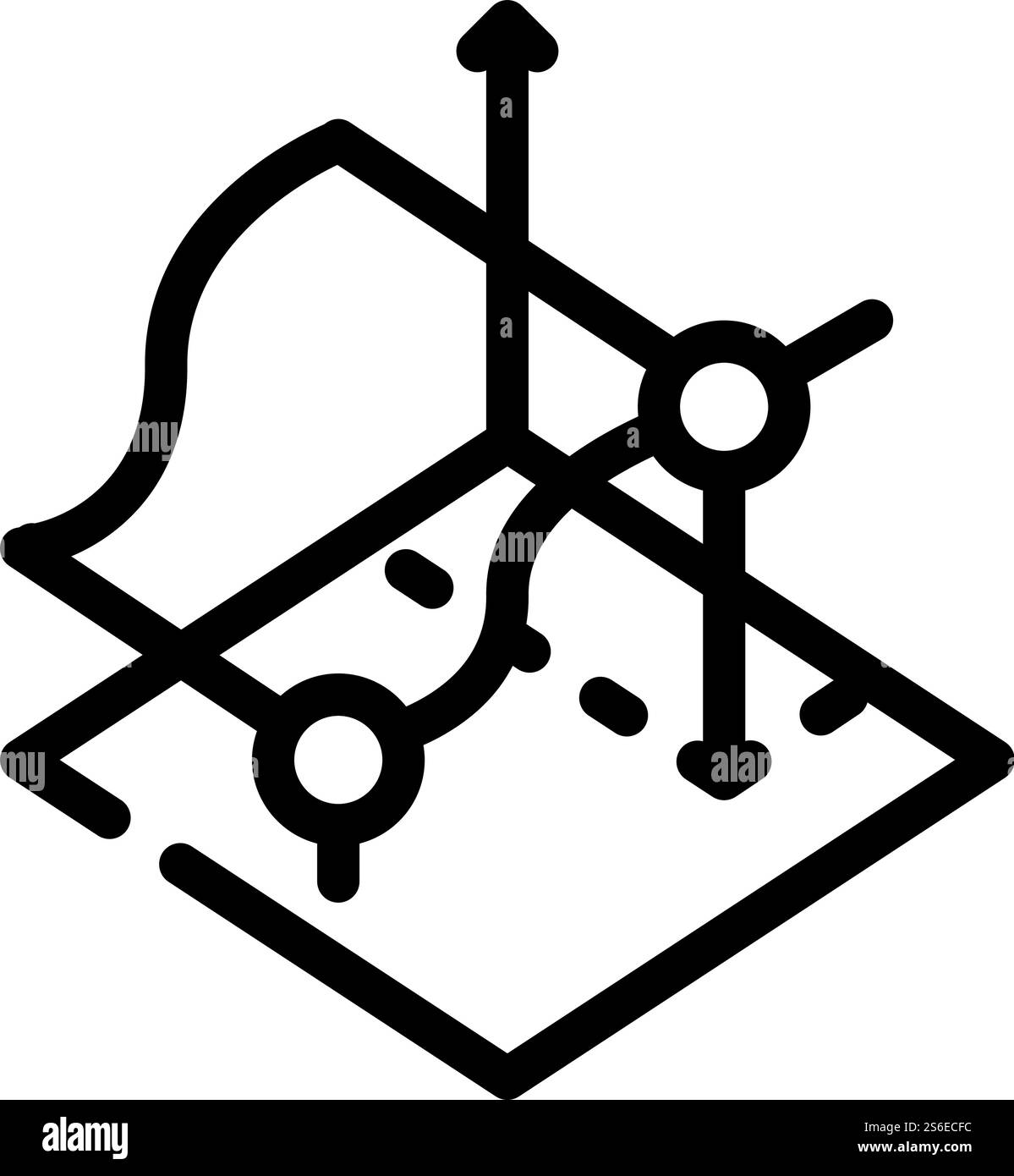 3d Object Settings Line Icon Vector 3d Object Settings Sign Isolated Contour Symbol Black