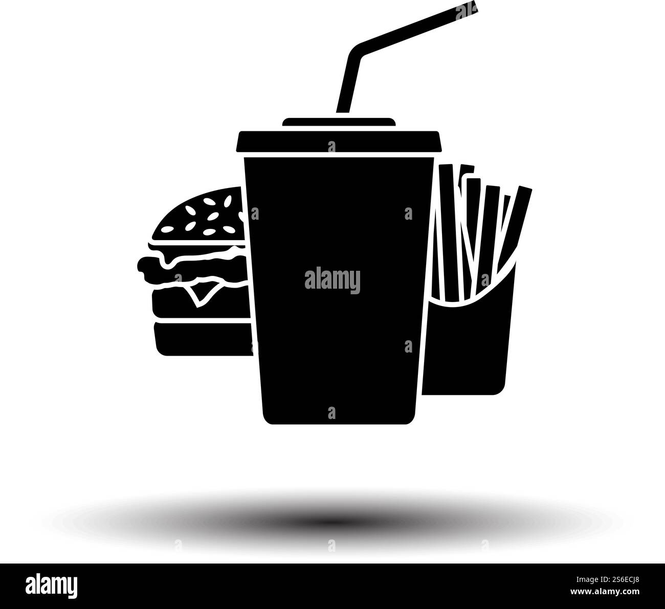 Fast Food Icon. Black on White Background With Shadow. Vector ...