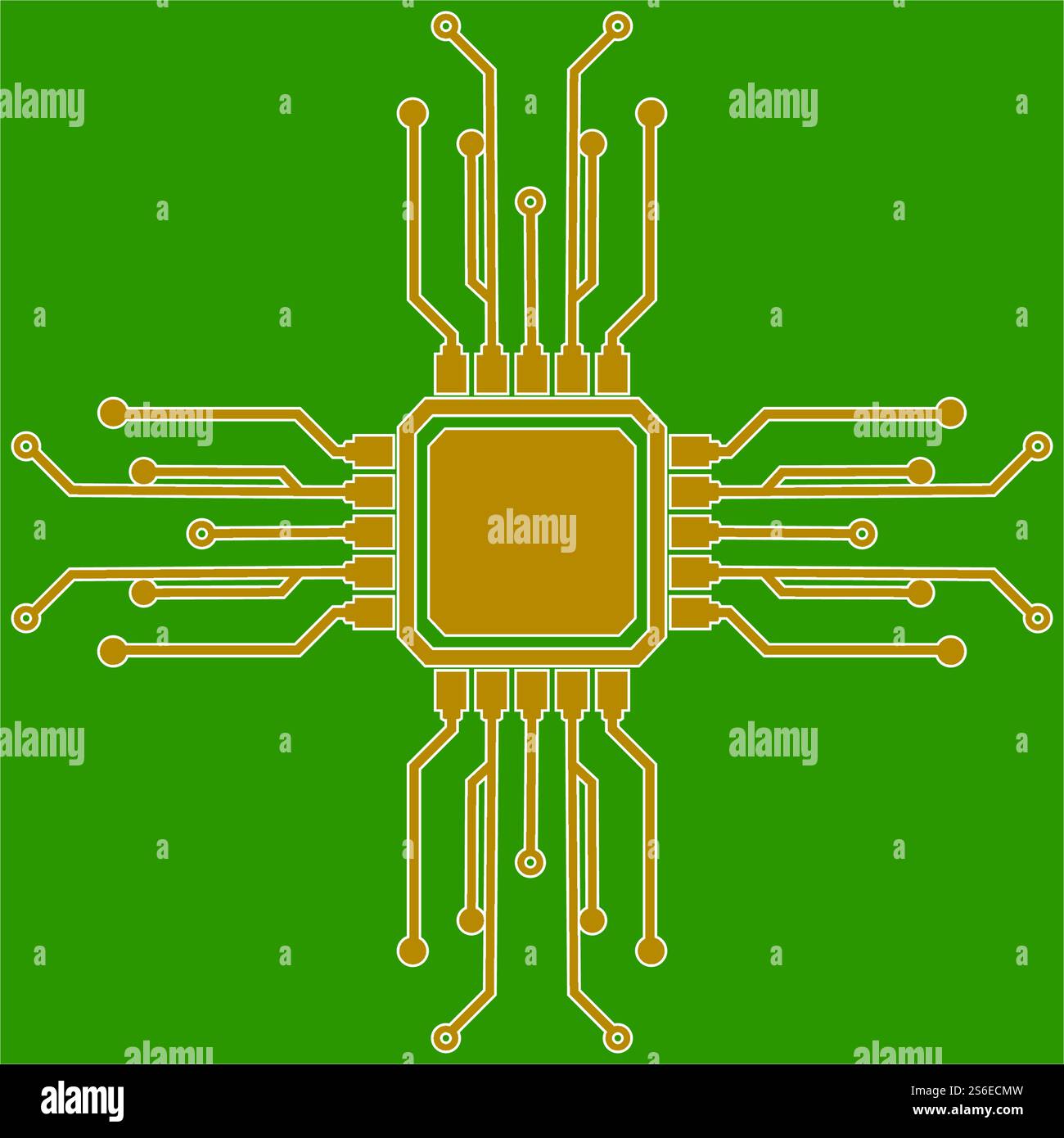Flat Microelectronics Circuits Circuit Board Vector Green Background Stock Vector Image And Art