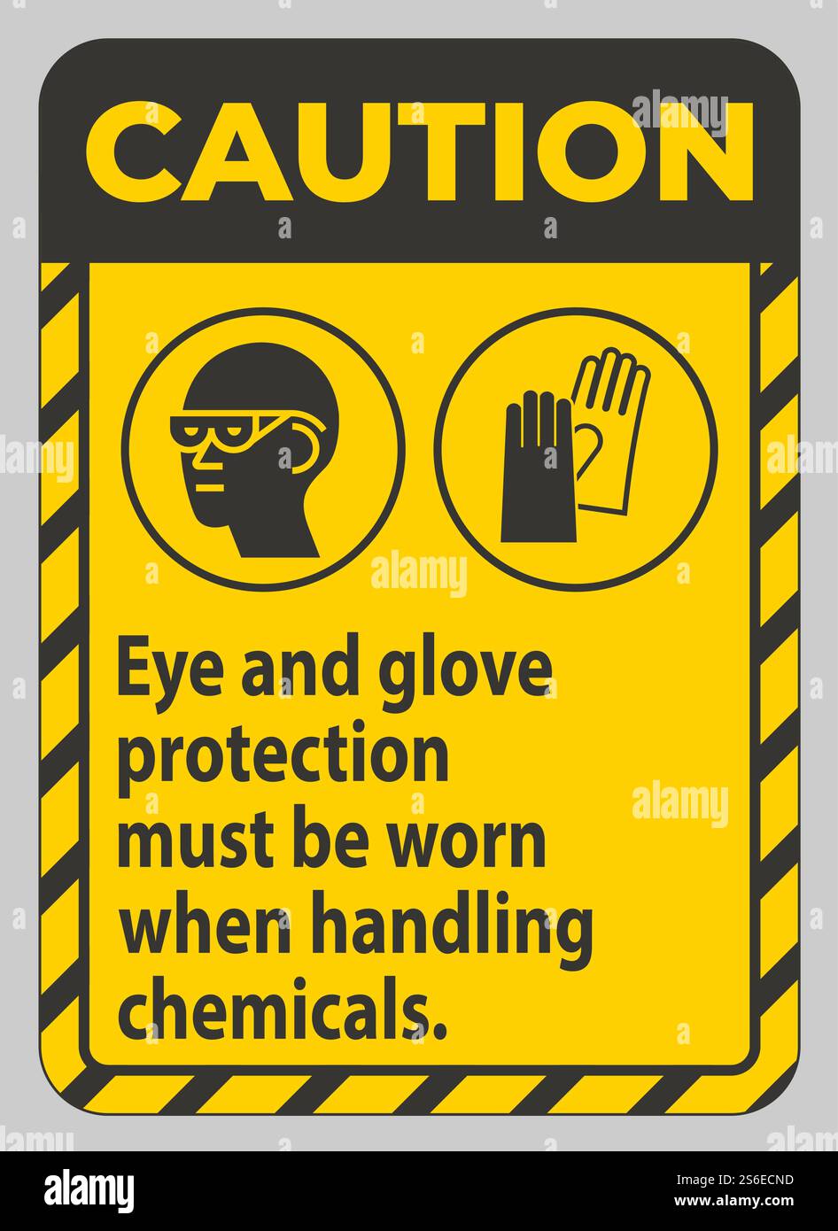 Caution Sign Eye And Glove Protection Must Be Worn When Handling Chemicals Stock Vector Image ...
