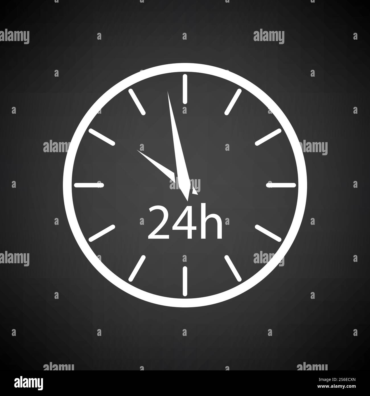 24 Hours Clock Icon. White on Black Background. Vector Illustration ...