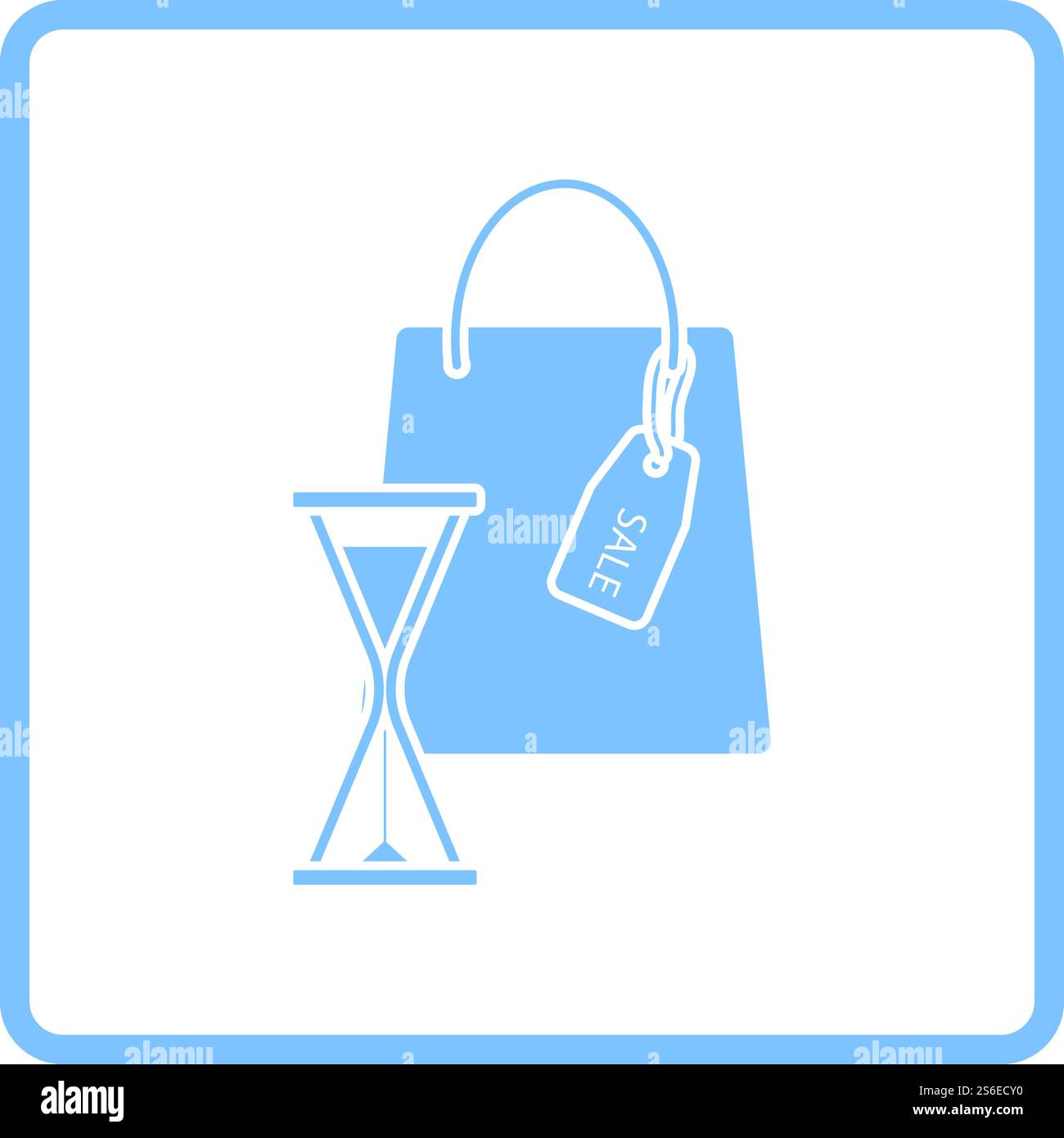 Sale Bag With Hourglass Icon. Blue Frame Design. Vector Illustration ...