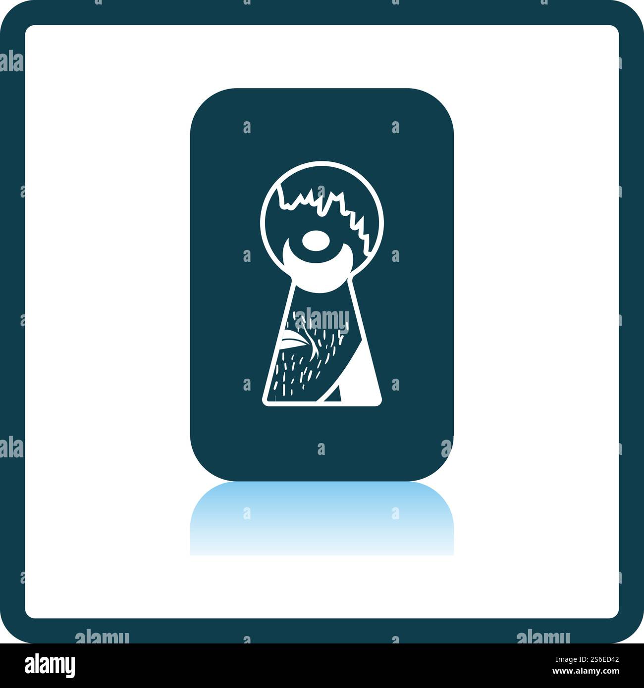 Criminal Peeping Through Keyhole Icon. Square Shadow Reflection Design ...