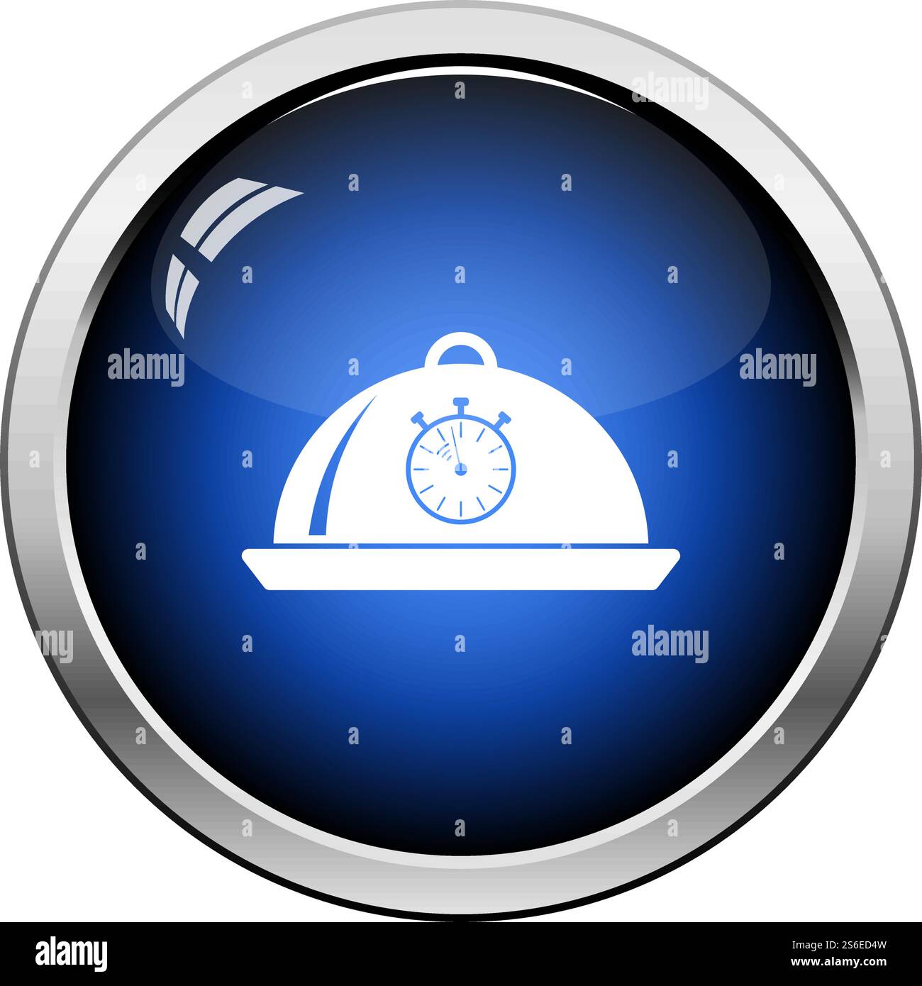 Cloche With Stopwatch Icon. Glossy Button Design. Vector Illustration ...