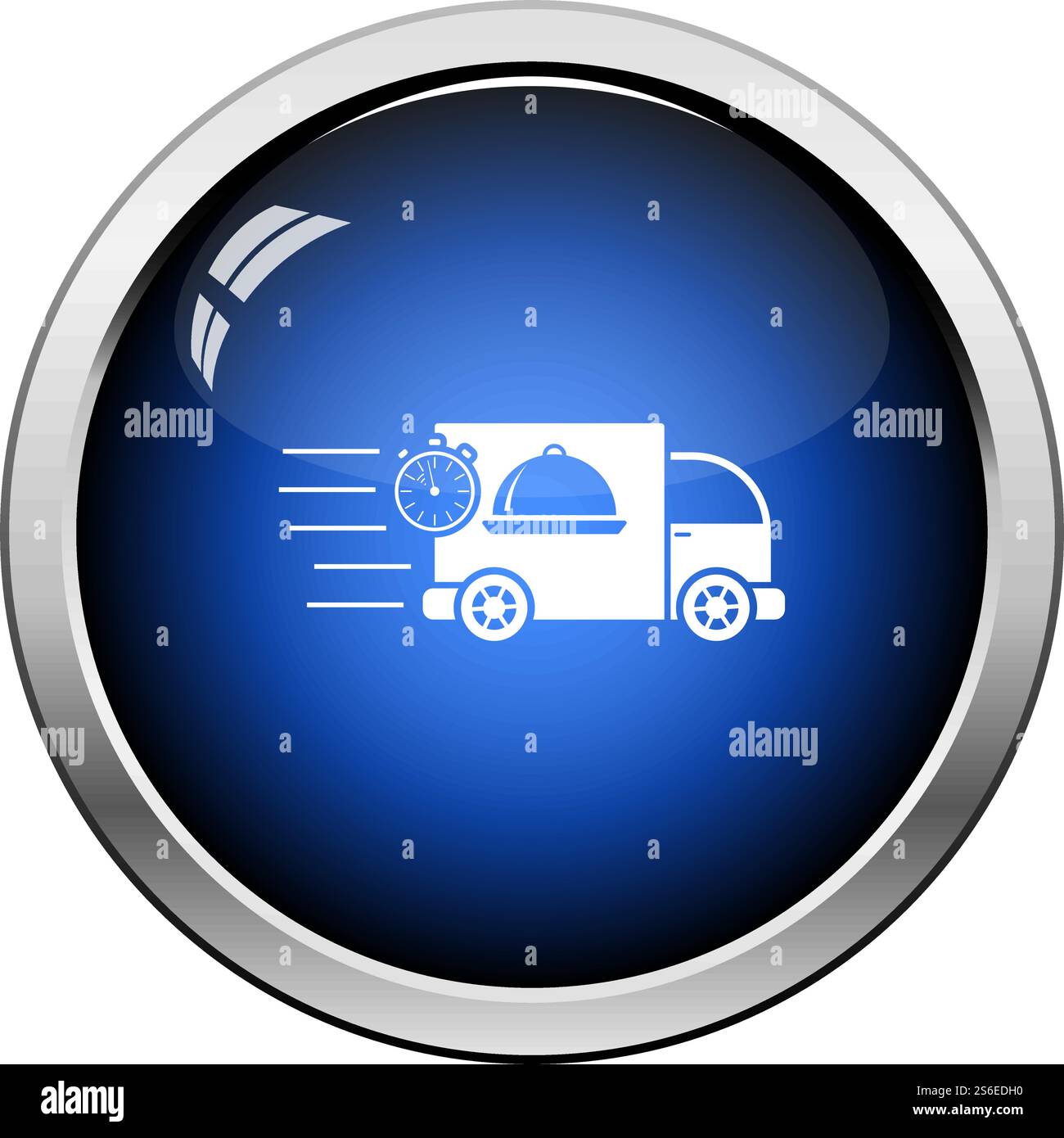 Fast Food Delivery Car Icon. Glossy Button Design. Vector Illustration ...