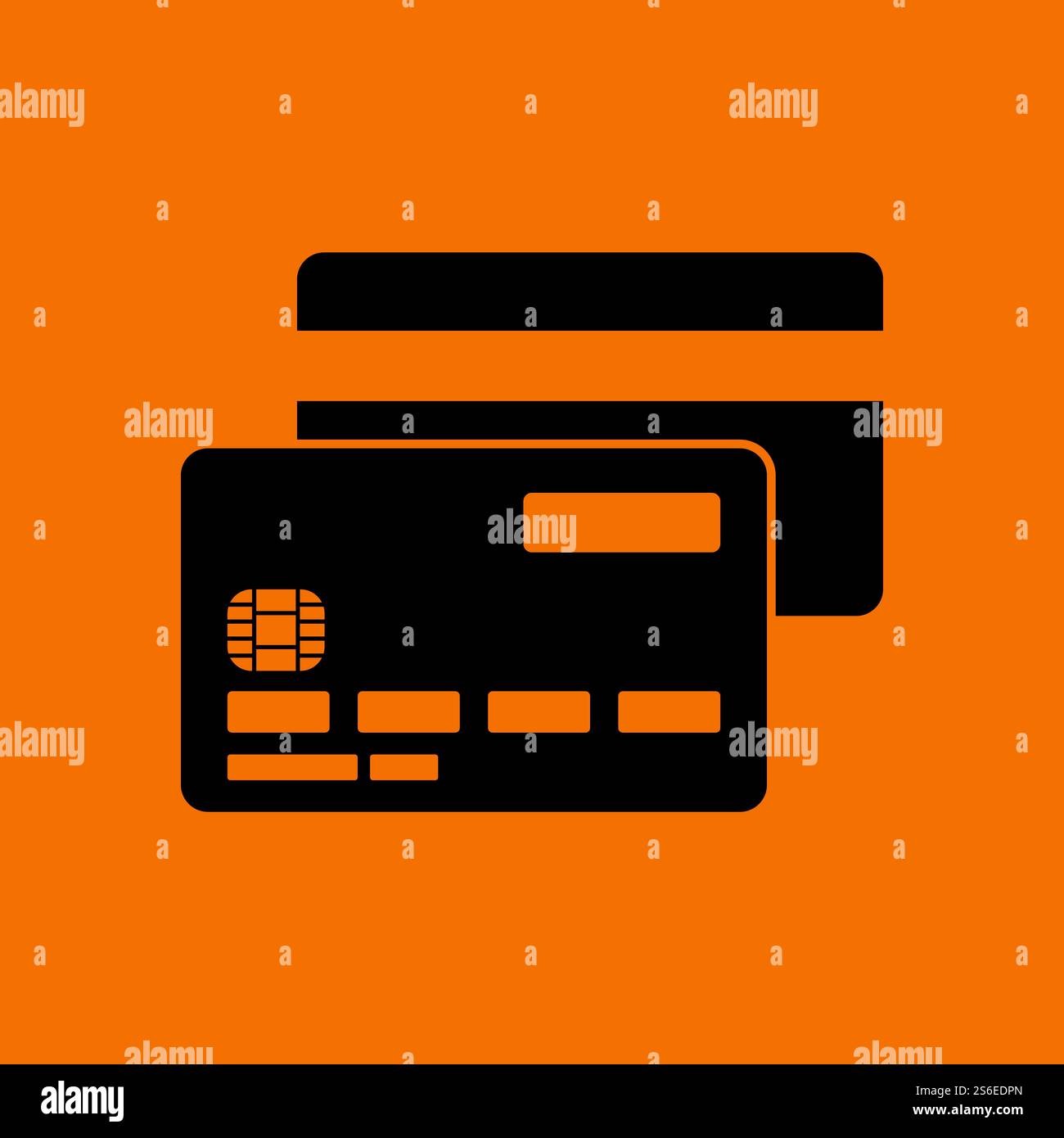 Front And Back Side Of Credit Card Icon. Black on Orange Background ...