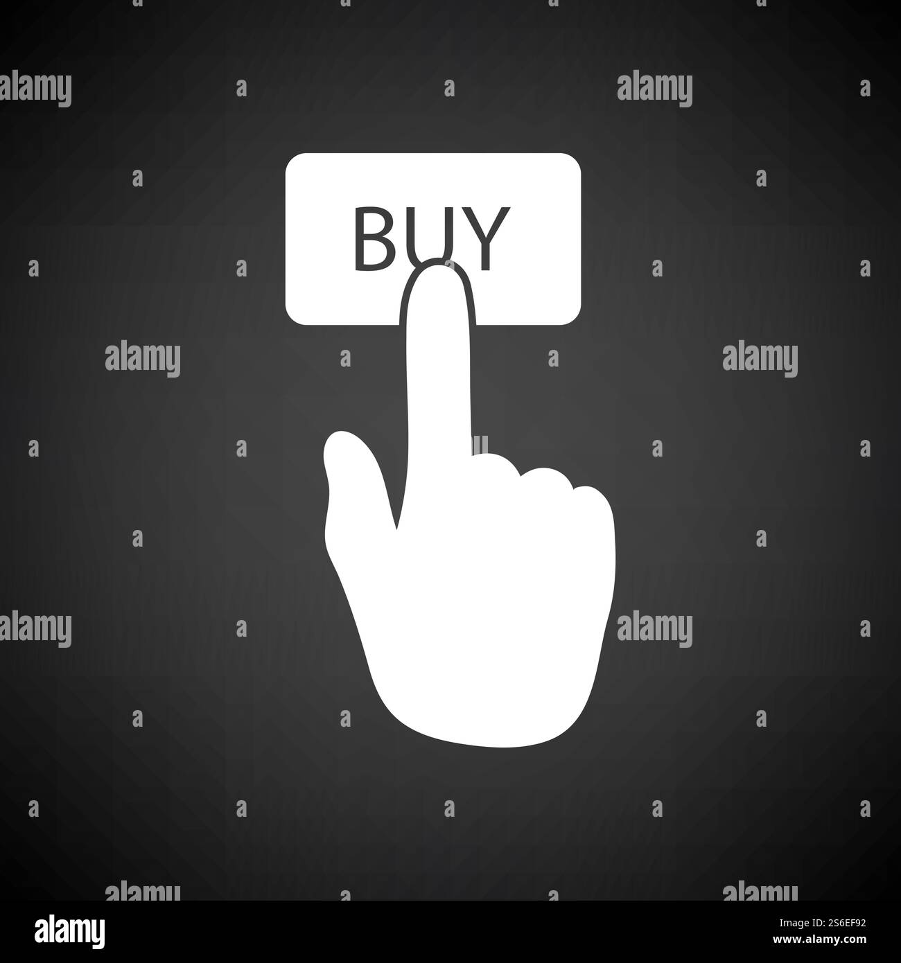 Finger Push The Buy Button Icon. White on Black Background. Vector ...