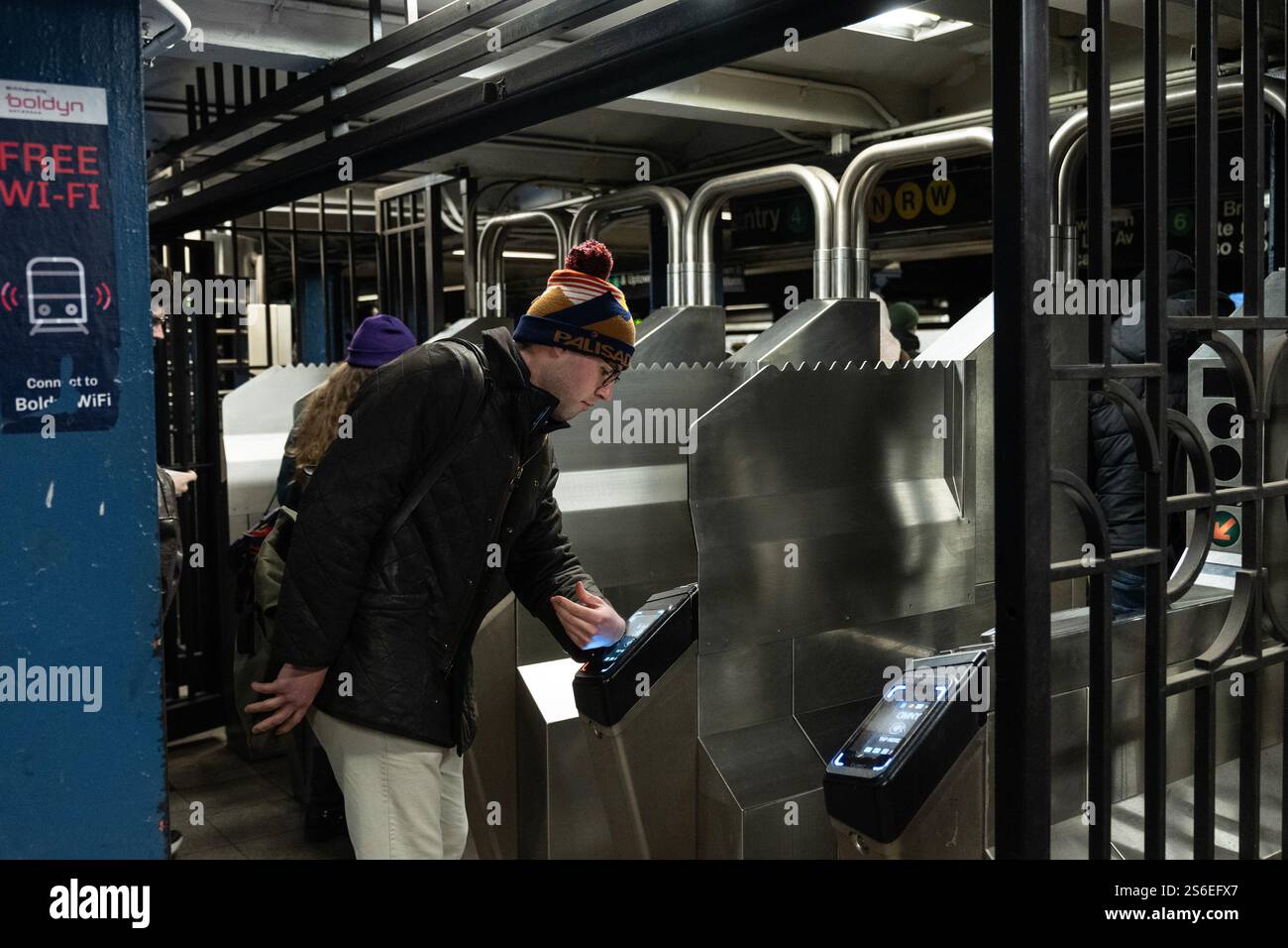 New York, NY, 16 January 2025: Turnstile 'fins' or spikeys samples ...