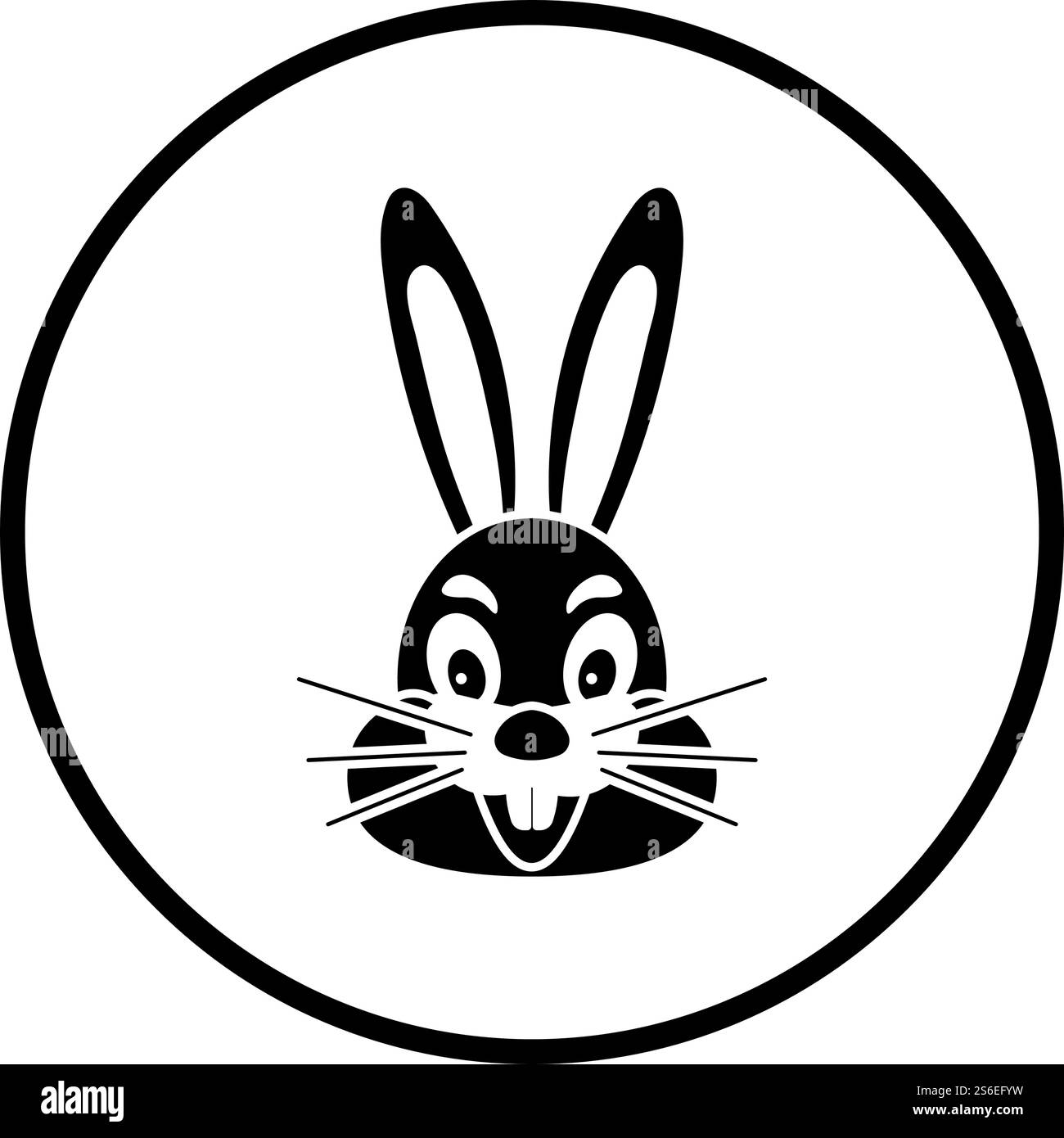 Easter Rabbit Icon. Thin Circle Stencil Design. Vector Illustration ...
