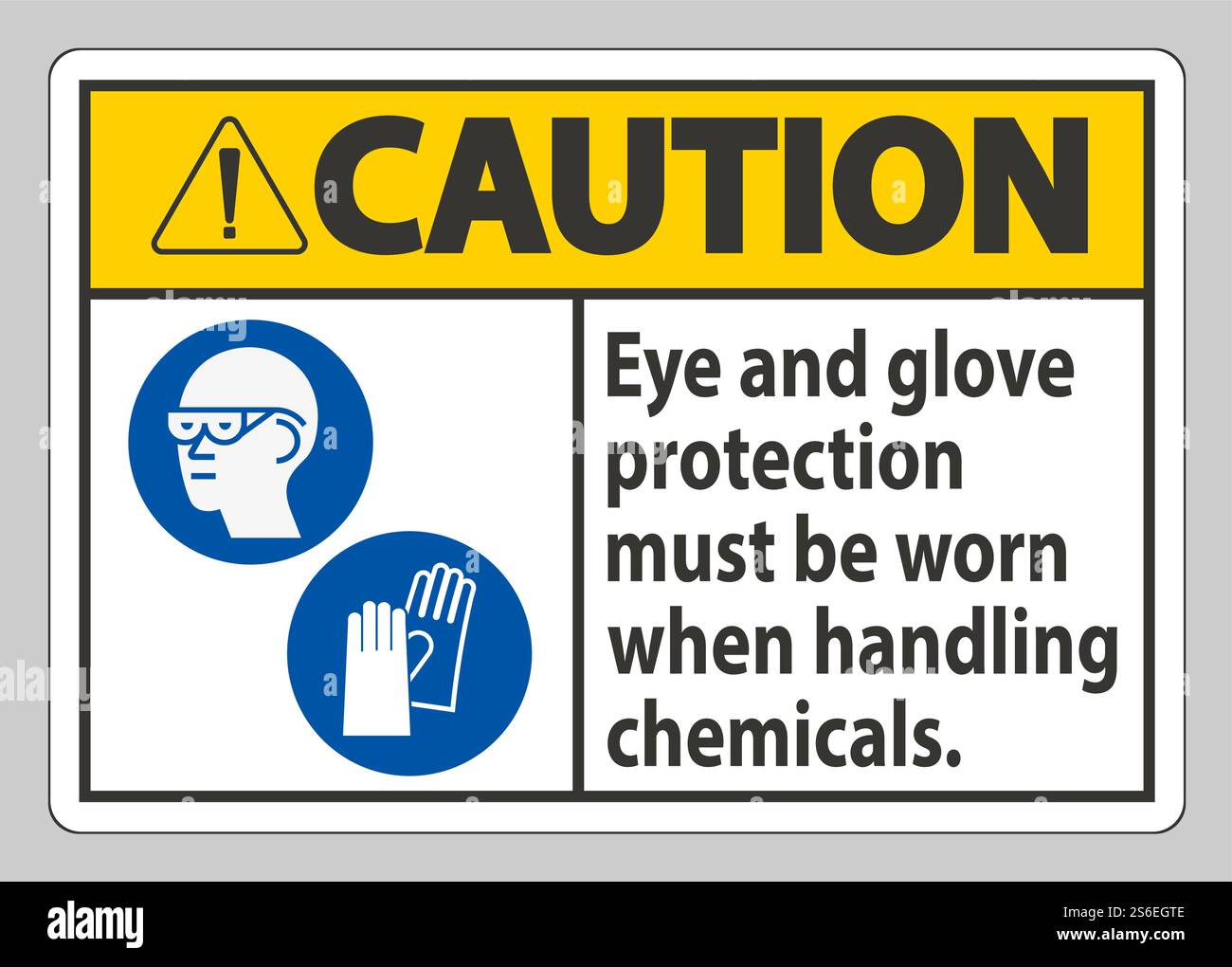 Caution Sign Eye And Glove Protection Must Be Worn When Handling Chemicals Stock Vector Image ...